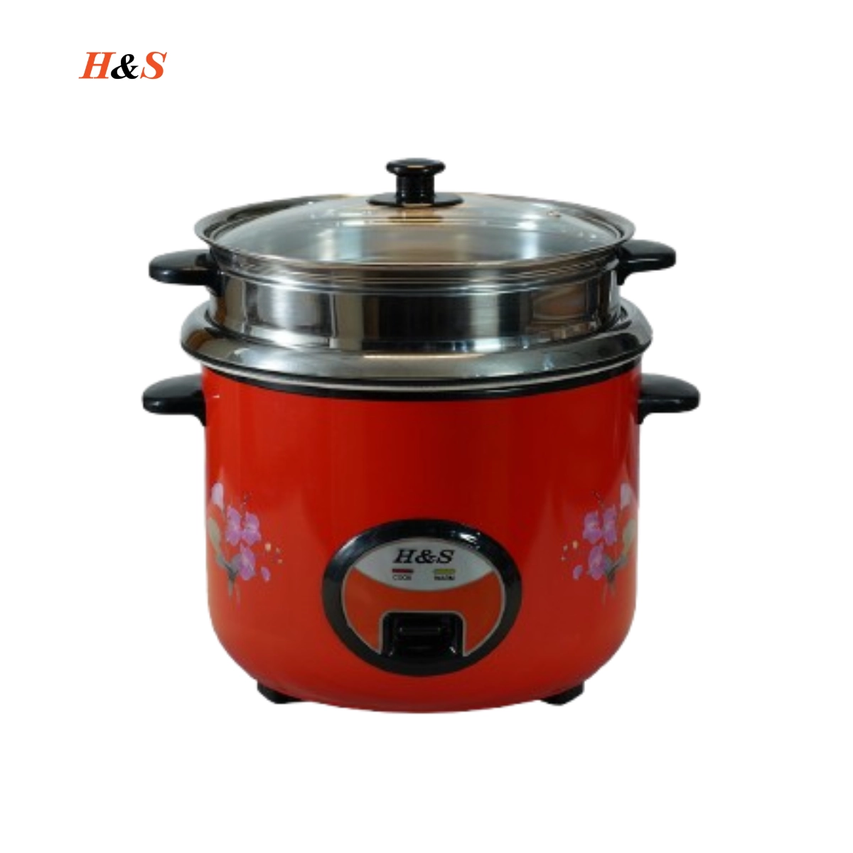 H&S Rice Cooker 2.8 Litres Double Pot Non-Stick & Stainless Steel