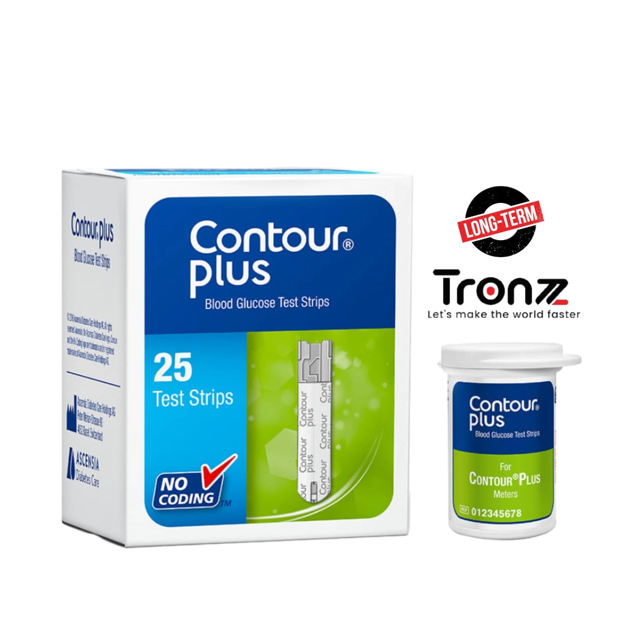 Contour Plus / Plus One 25 Test Strip Smart Glucometer Blood Glucose ...