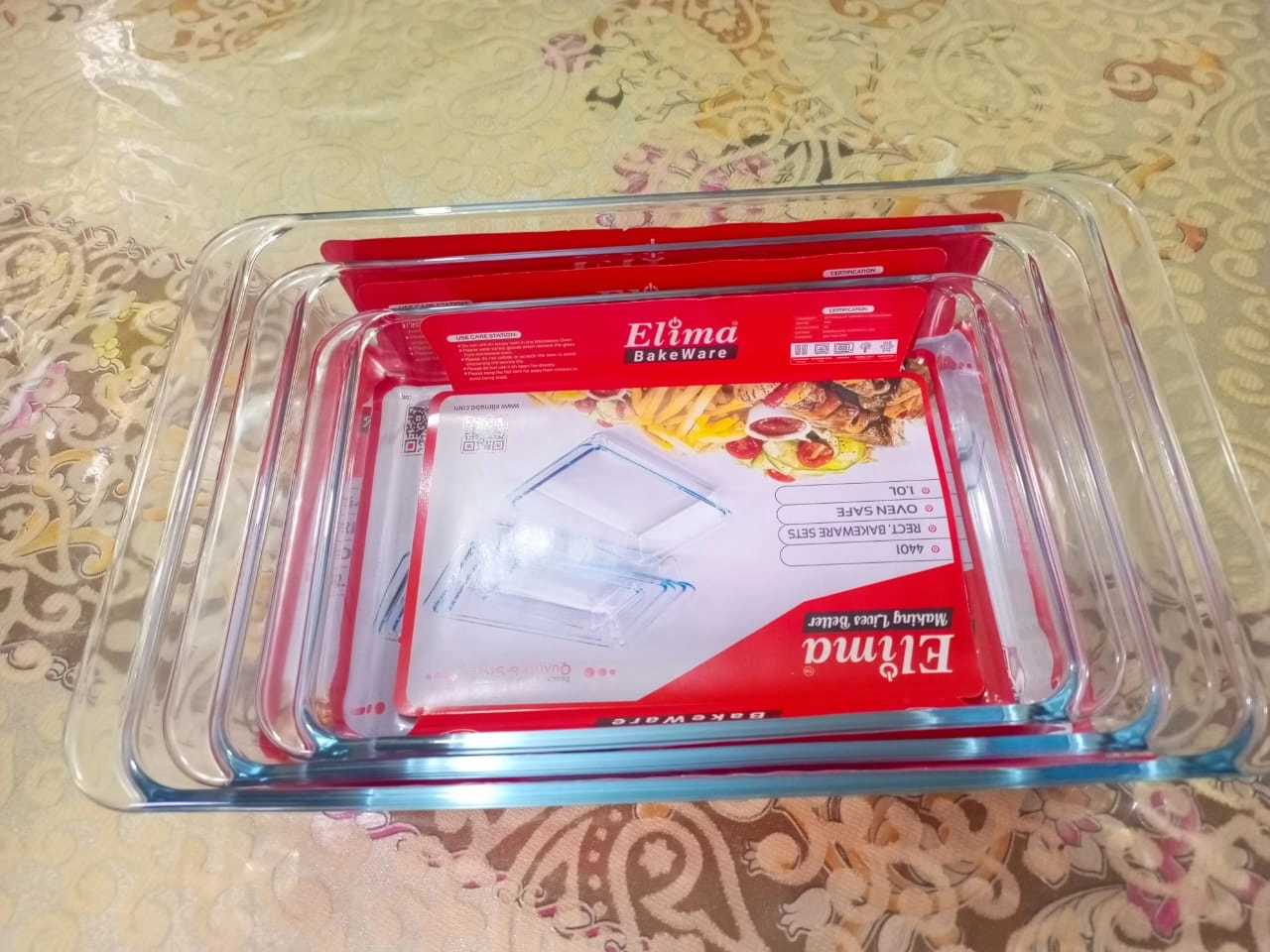 Pyrex Oven Proof Glass Serving Dish - Transparent 3 Pcs Set