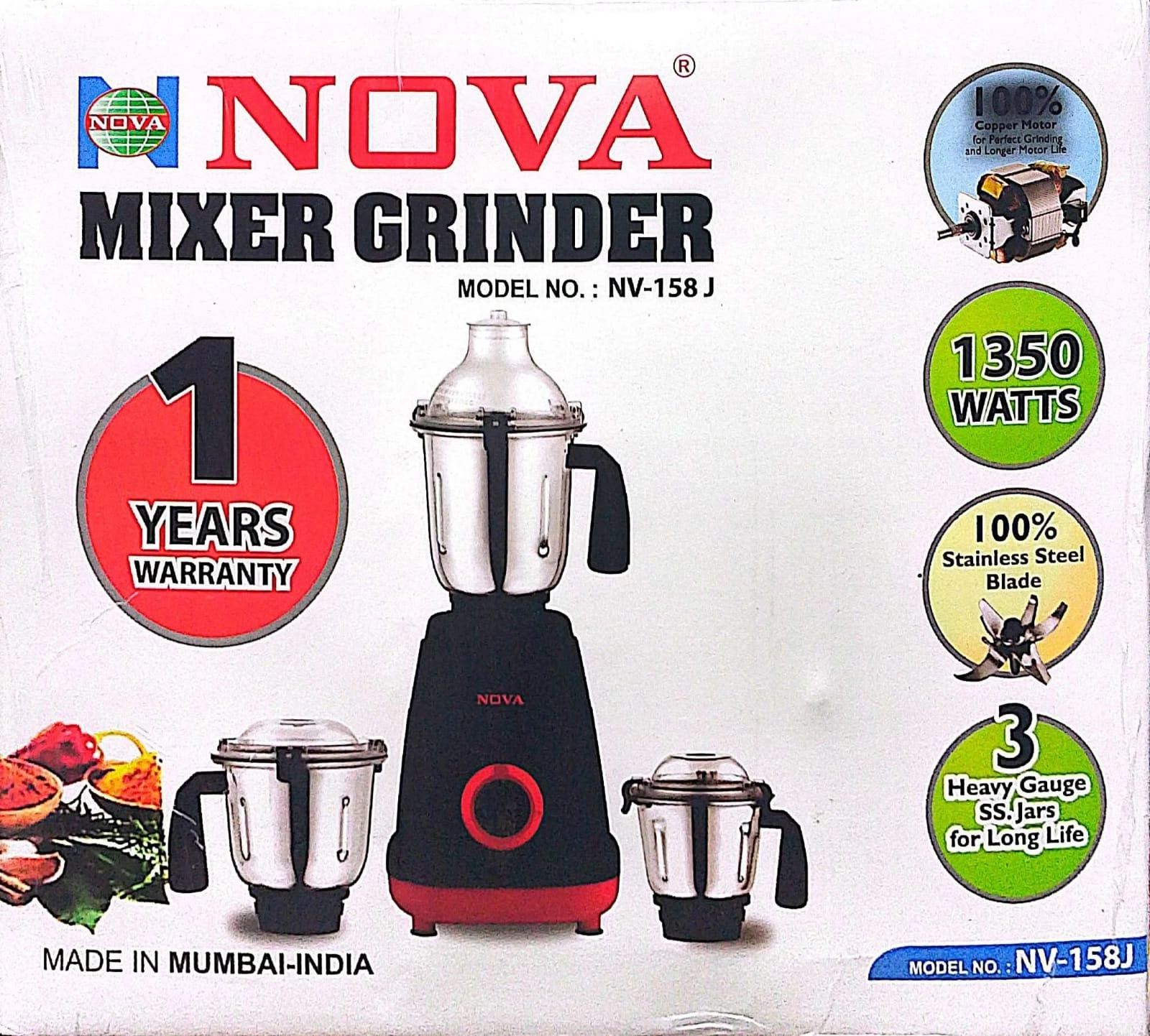 Nova nv-158j 3 in 1 Mixer Blender-1350w