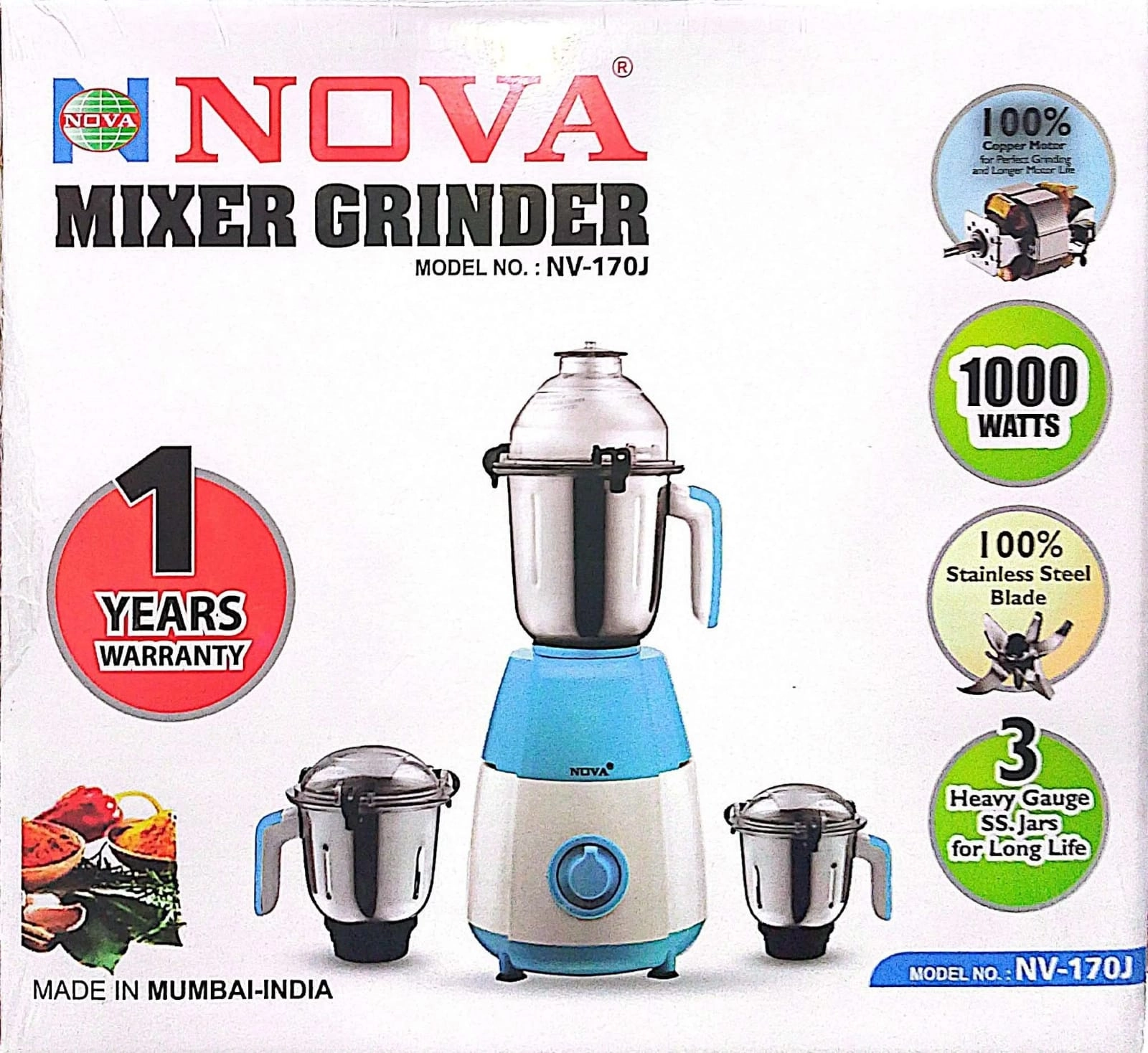 Nova nv-170j 3 in 1 Mixer Blender-1000w