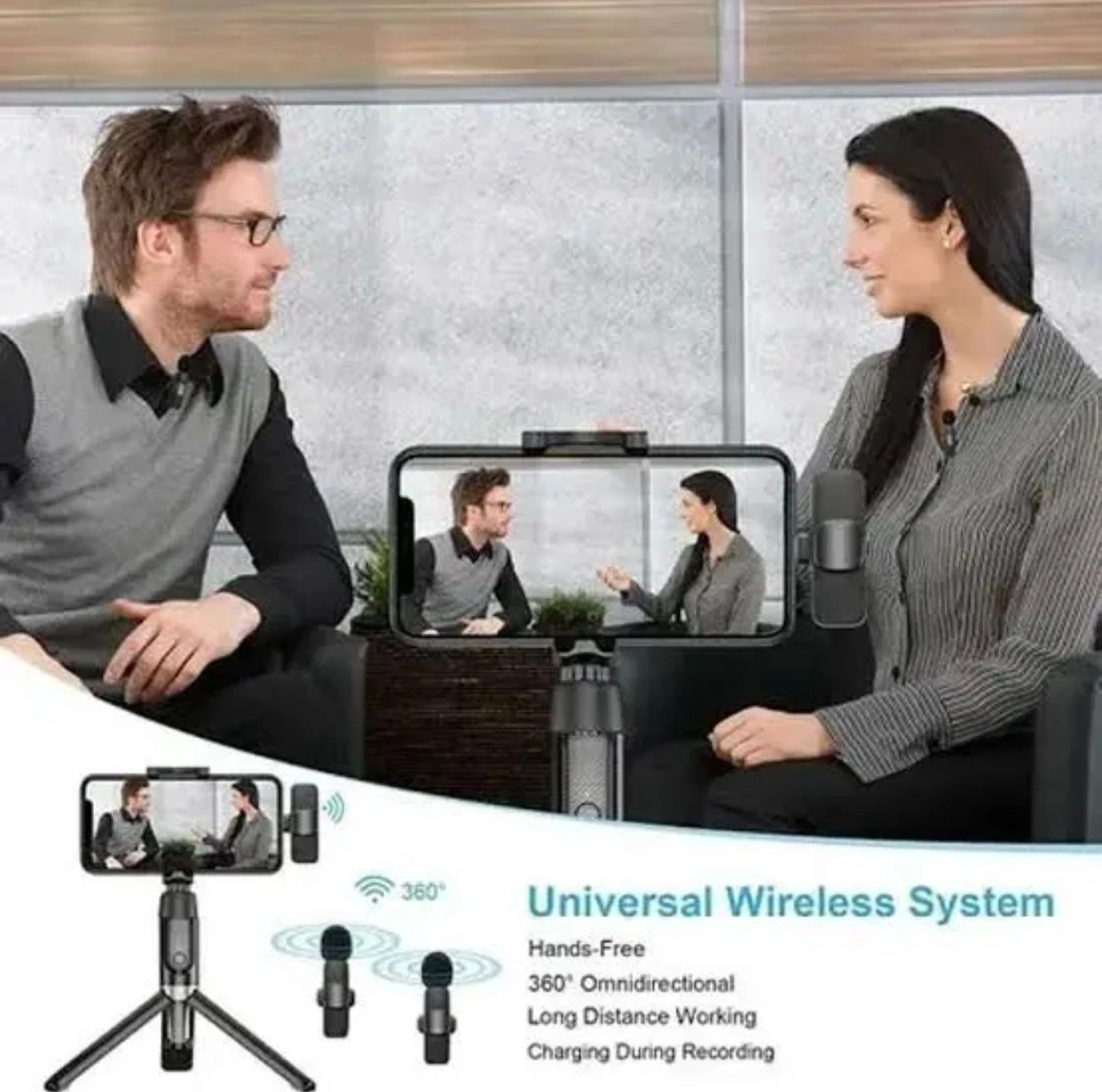 K9 Wireless Dual Microphone Professional Lapel Lavalier Microphone ...