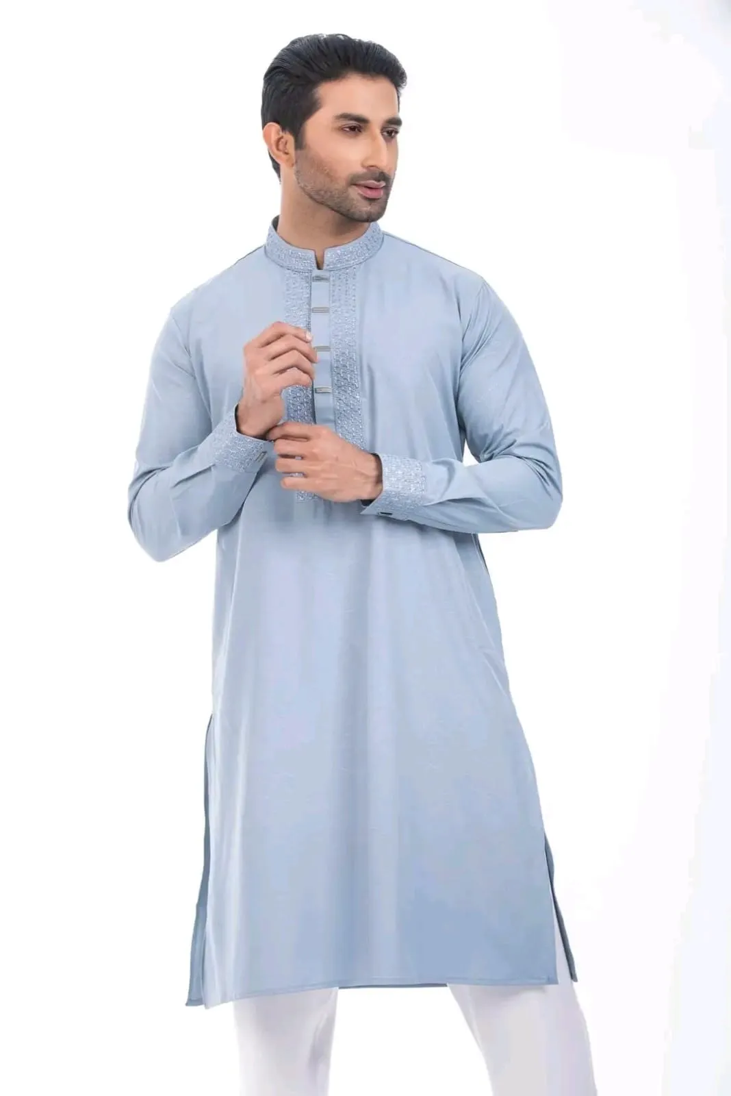 Men's Fashion Premium Sky-Blue Color Panjabi
