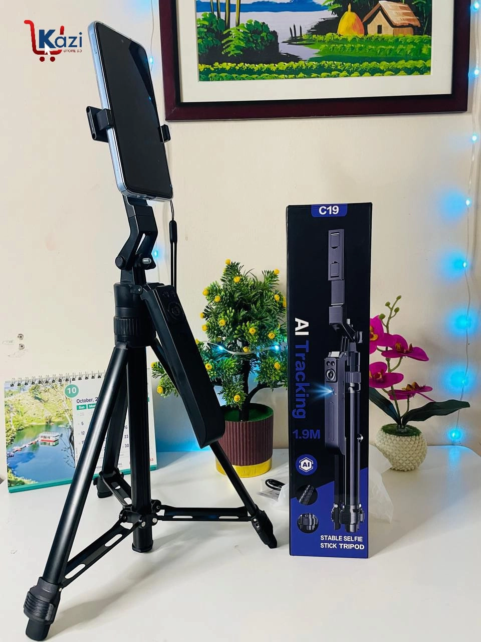 C19 Upgraded Auto Face Tracking Tripod 360° Rotation with Stand