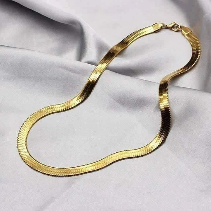 Stainless Steel Flat Snake Link Chain Herringbone Choker Necklace ...