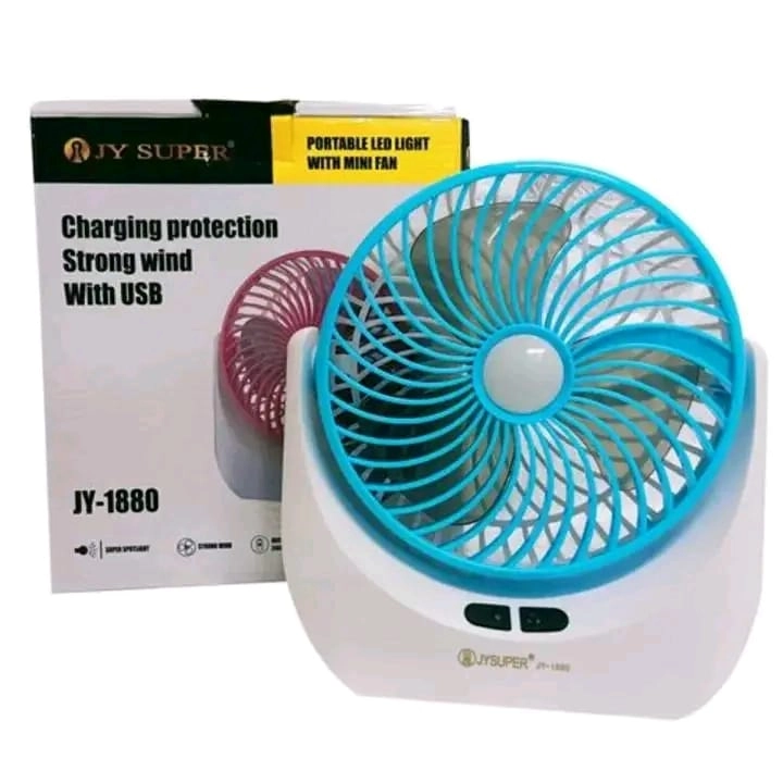 JY Super Lithium rechargeable mini table fan with LED light JY-1880